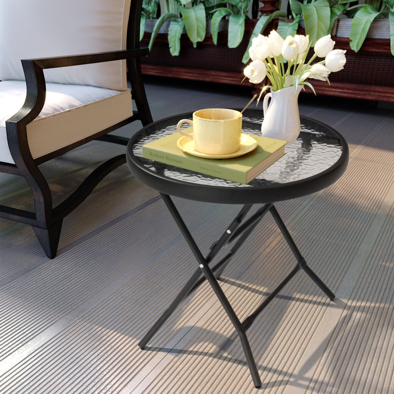 Outdoor Side Table Small Patio End Table All Weather Patio Furniture Sets And Outside Furniture For Pool Balcony Deck Porch Black